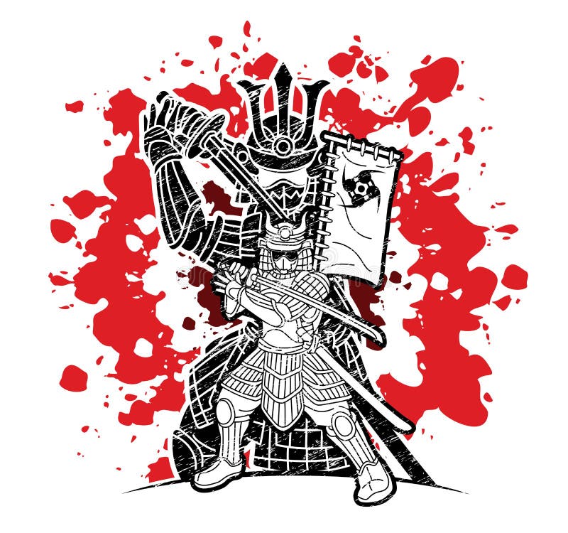 Group of Samurai Warrior Ronin with Weapon and Armor Action Ready To ...