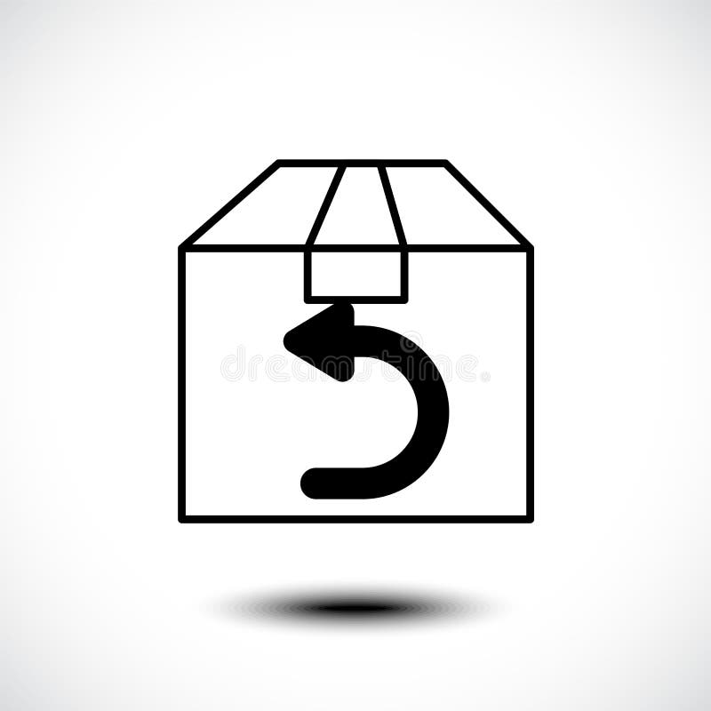 Shipping Return Line Icon with a Box and Arrow Sign Stock Vector ...