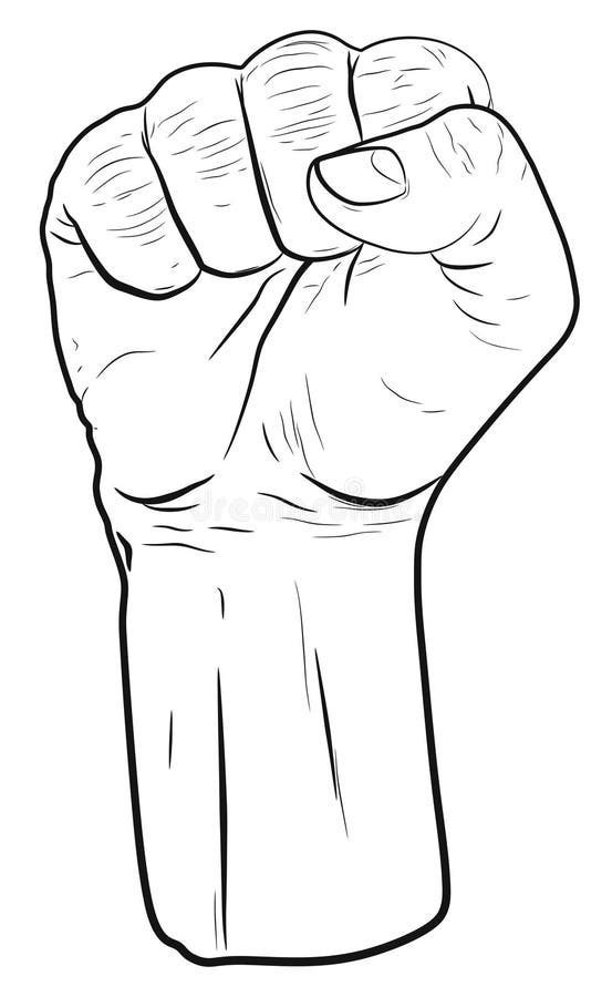 Fist.Outline Vector Illustration on White Background. Stock Vector ...