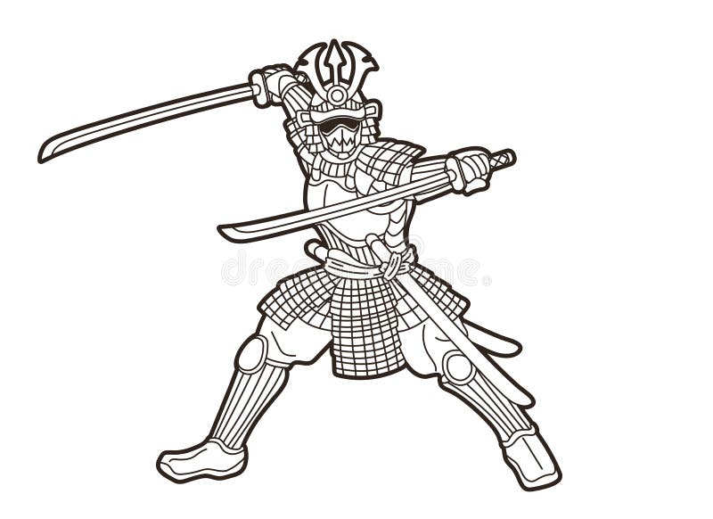 Ronin, Japanese Samurai Drawing Stock Vector - Illustration of sword ...