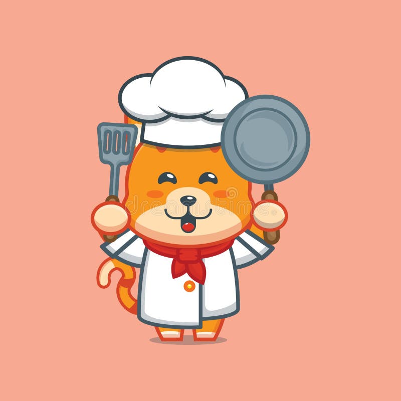 Cute Chef Cat Character Illustration Stock Vector - Illustration of ...