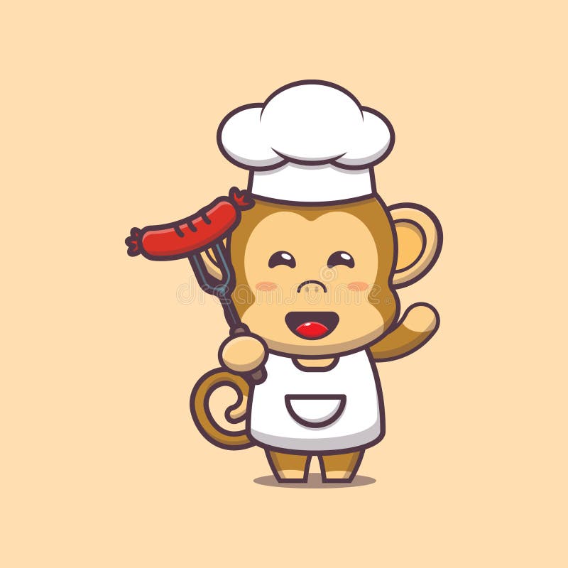 Happy Cook Monkey Stock Illustrations – 56 Happy Cook Monkey Stock ...