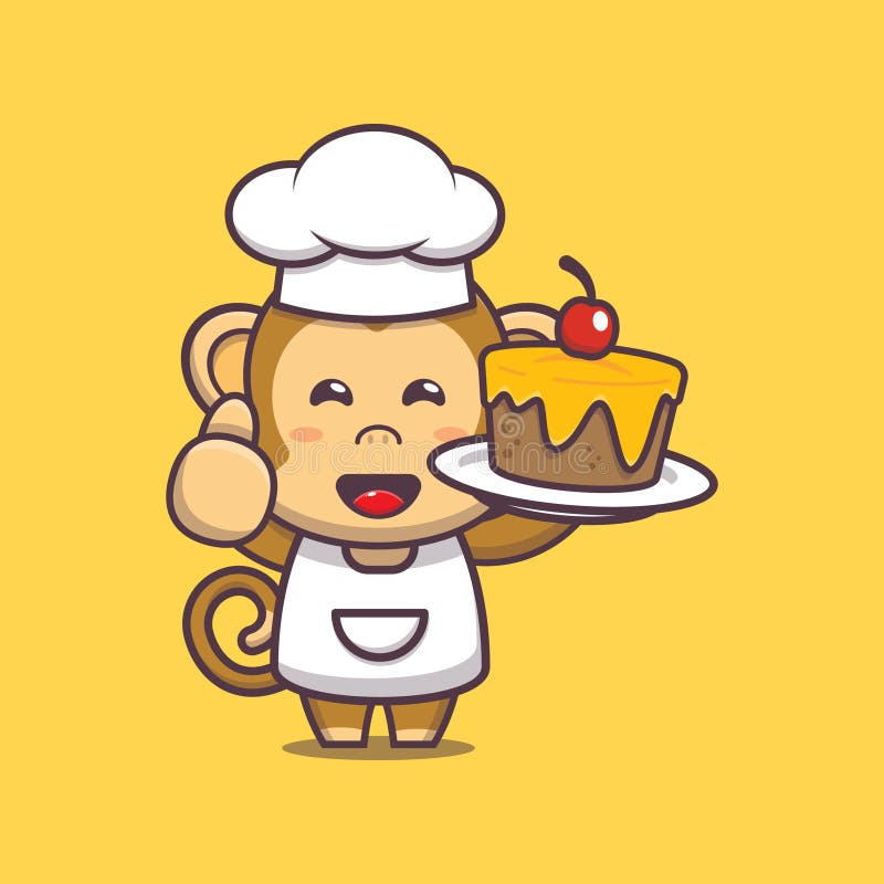 Cute Chef Monkey Character Illustration Stock Vector - Illustration of ...