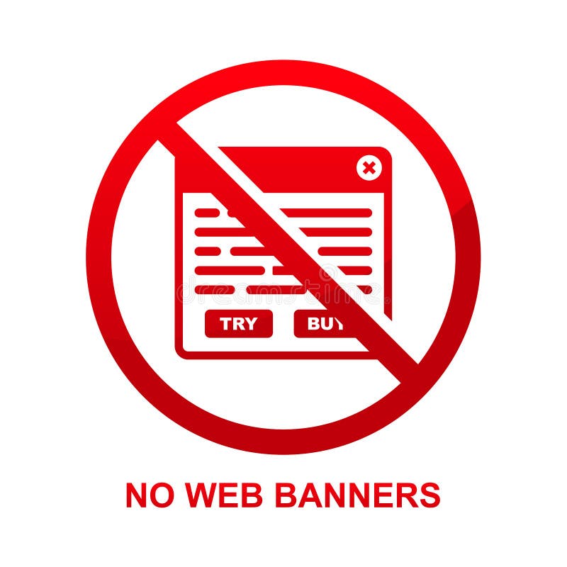 No Web Banners Sign Isolated on White Background Stock Vector ...