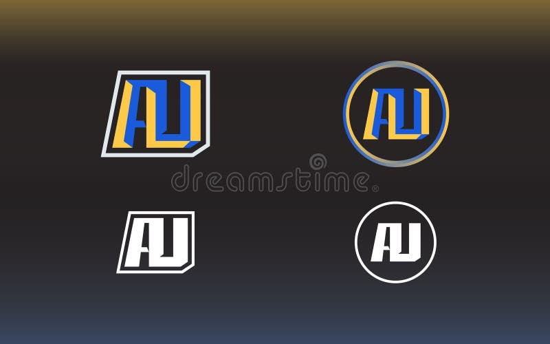 AU Letter Logo with Gaming Style and Contemporary Colors Stock Vector ...