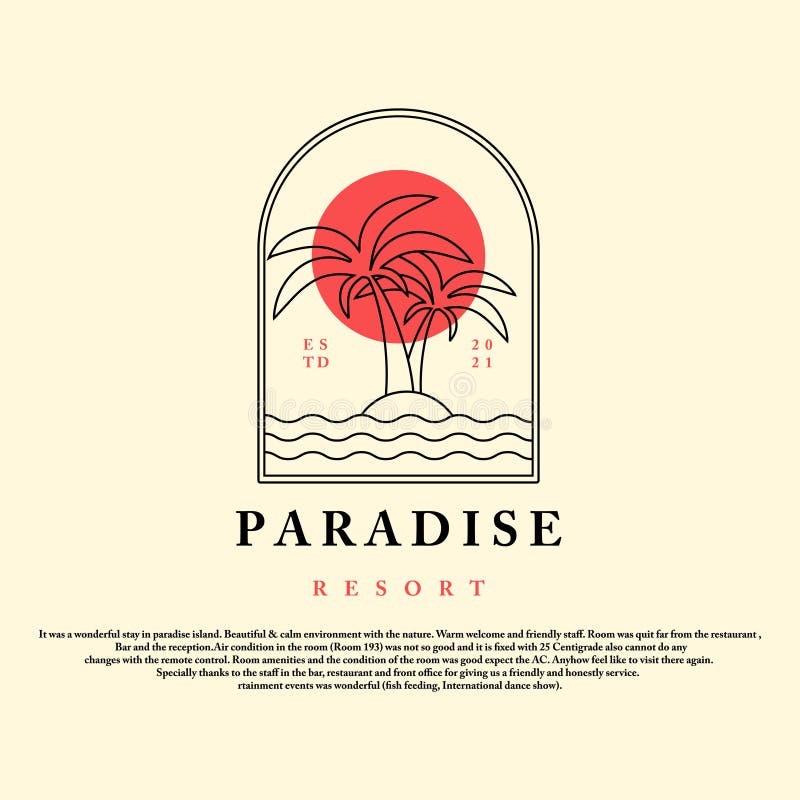 Paradise Resort Vintage Style Logo Stock Vector - Illustration of ...
