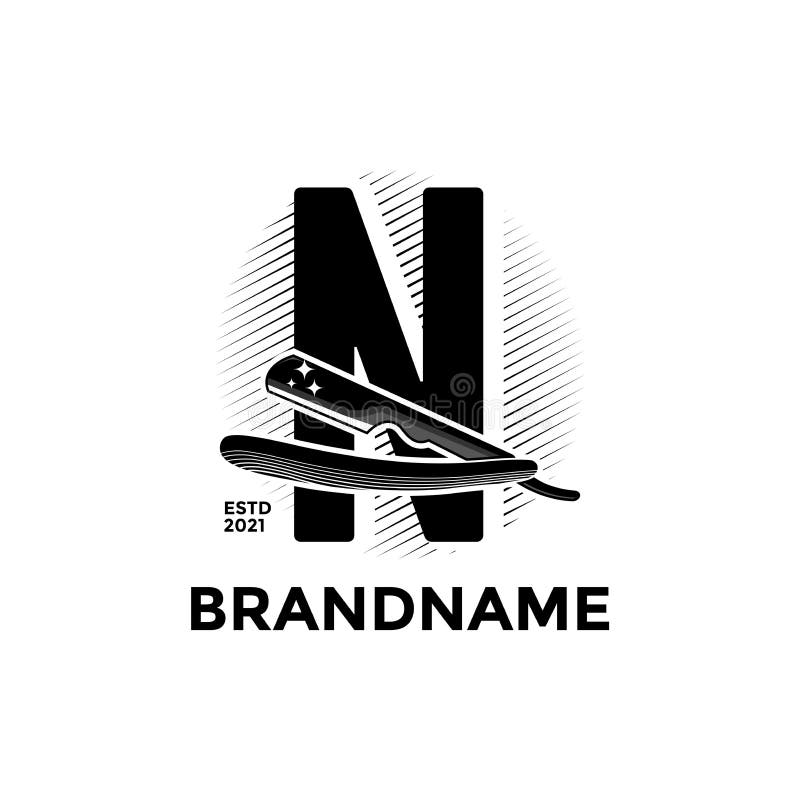 Classic and Stylish Initial N Razor Barbershop Stock Vector ...