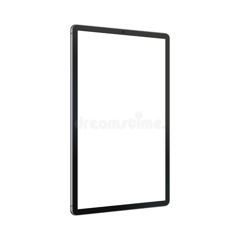 Tablet Computer Mockup with Blank Perspective Screen, Side View Stock ...