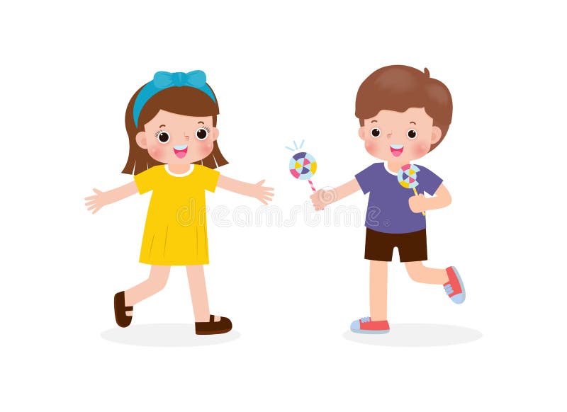 Boy Sharing Candy with the Girl Stock Vector - Illustration of food ...