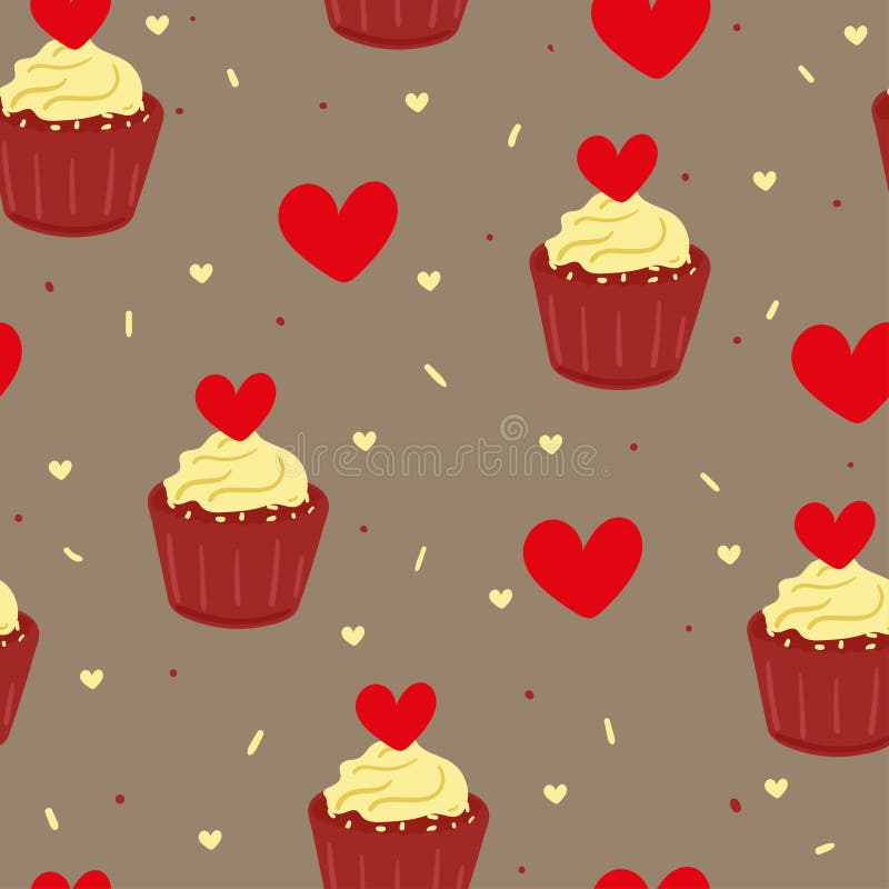 Seamless Pattern with Cute Cartoon Dessert and Sweets for Fabric Print ...