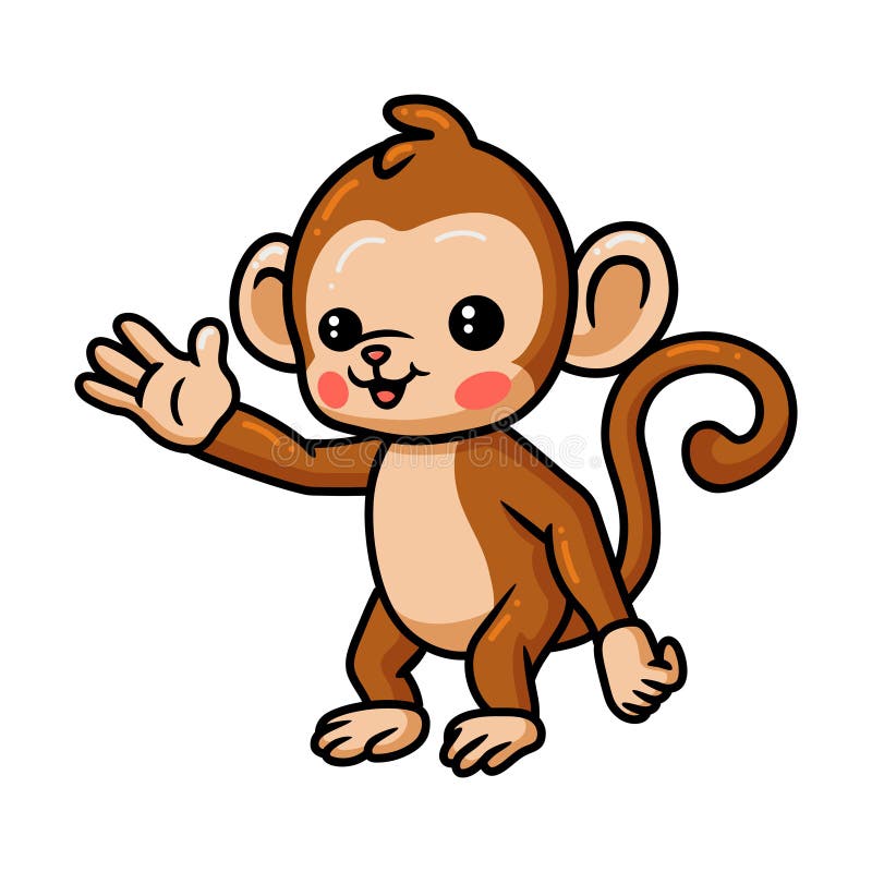 Happy Monkey Cartoon Waving Hand Stock Illustrations – 260 Happy Monkey ...