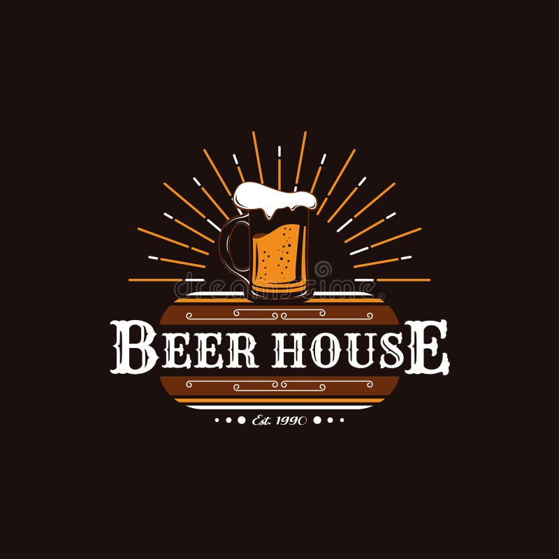 Vintage Retro Style for Beer House or Brewery Logo. with Shining Beer ...