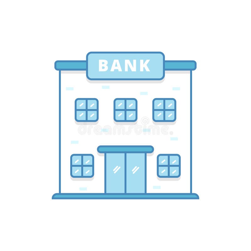 Modern Bank Building Icon with Blue Color Stock Vector - Illustration ...