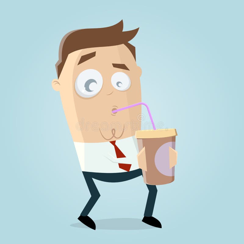 Funny Cartoon Man Drinking an Milkshake Stock Vector - Illustration of ...