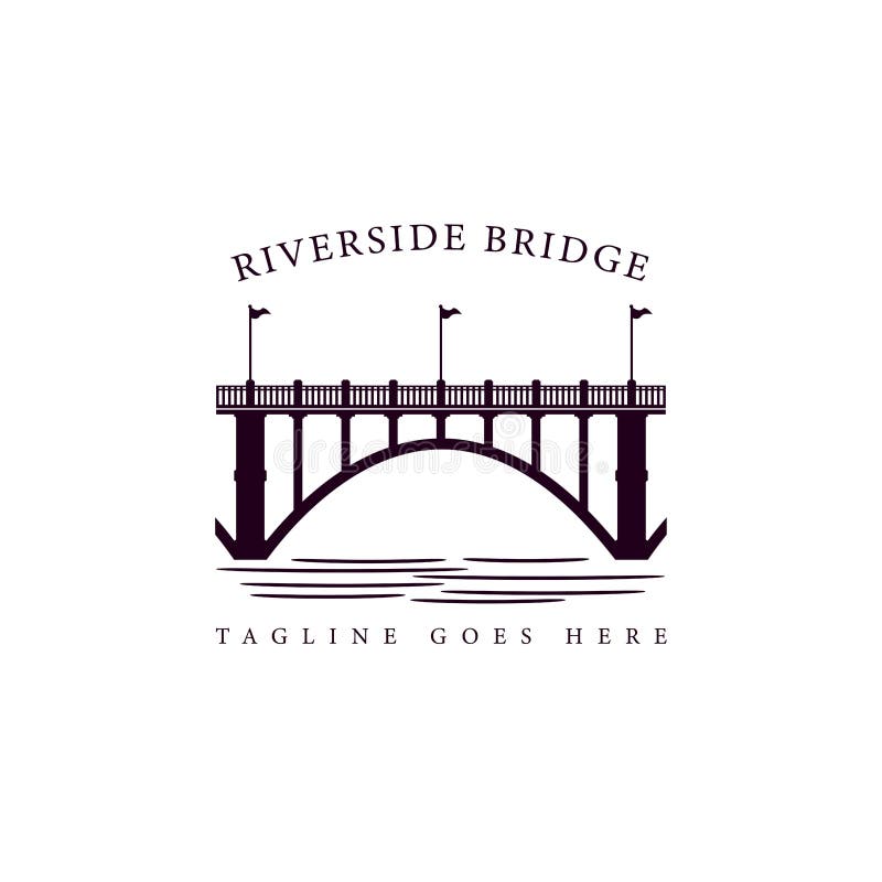 Vintage Retro Silhouette of Concrete and Stone Bridge Logo Design ...