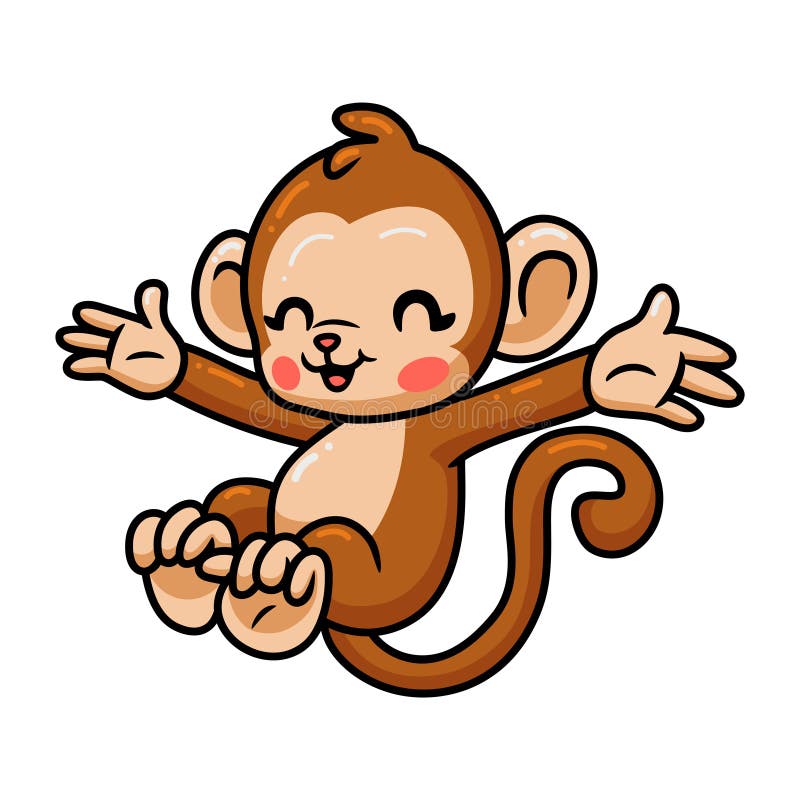 Cute Baby Monkey Cartoon Jumping Stock Vector - Illustration of mascot ...