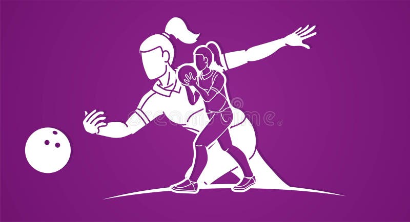 Group of Bowling Sport Players Male and Female Action Cartoon Graphic ...