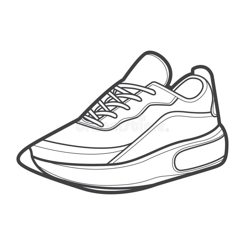 Outline Sneakers Vector Icon. Isolated Black Simple Line Element ...