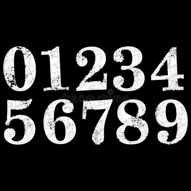 Vector Scratched Numbers Set.Grunge Style Font. Stock Illustration ...
