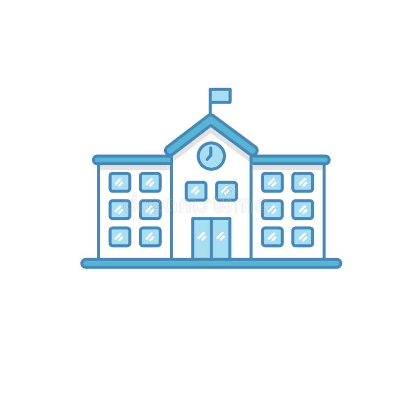 School Building Vector Illustration in Cute Hand Drawn Style Stock ...