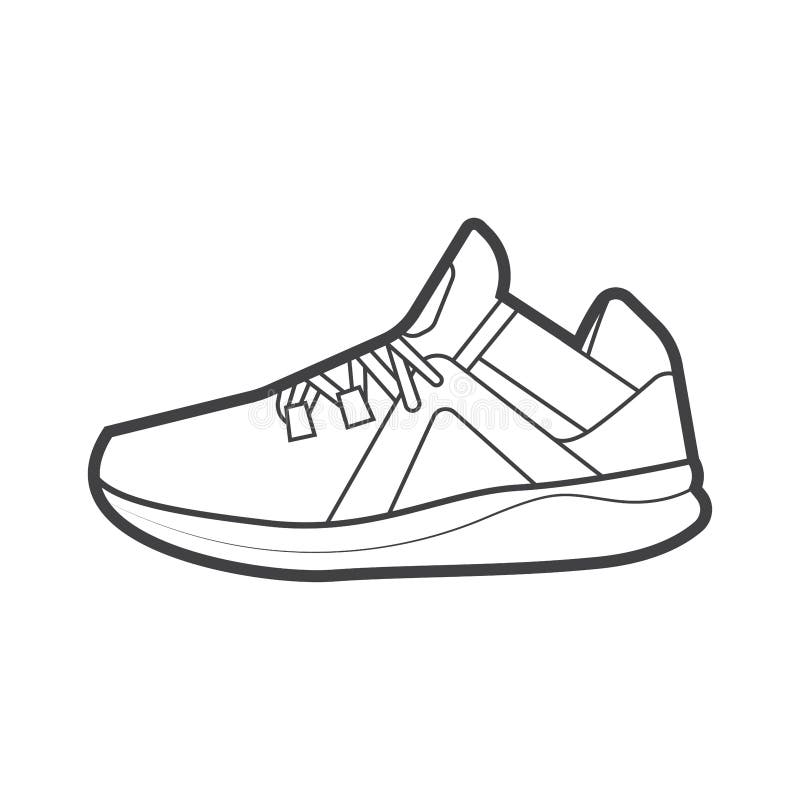 Line Drawing of a Shoe, Vector Illustration. Simple Line Art Drawing at ...