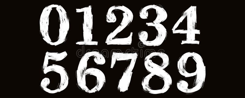 Vector Brush Strokes Numbers Set.Grunge Style Font. Stock Vector ...