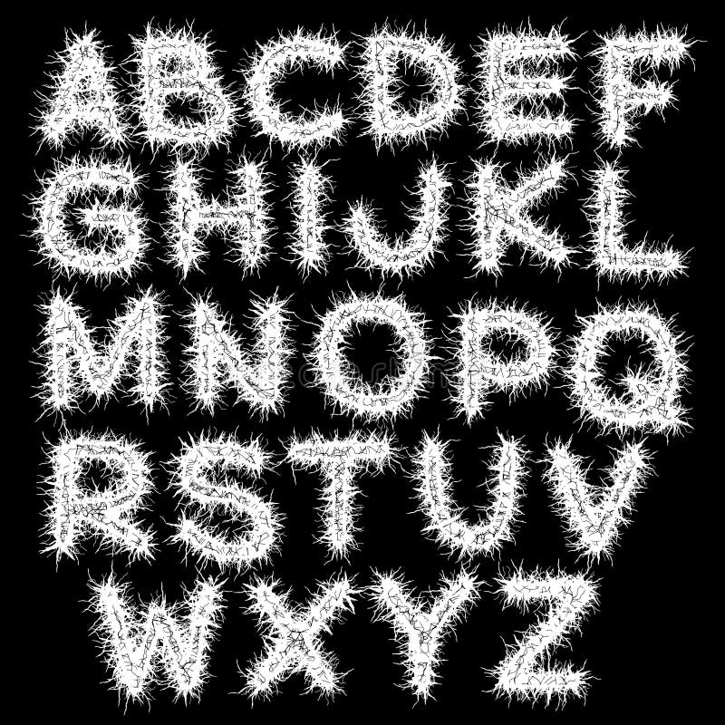 Metal Music Style Font.Vector Letters with Spines.Art Lettering. Stock ...