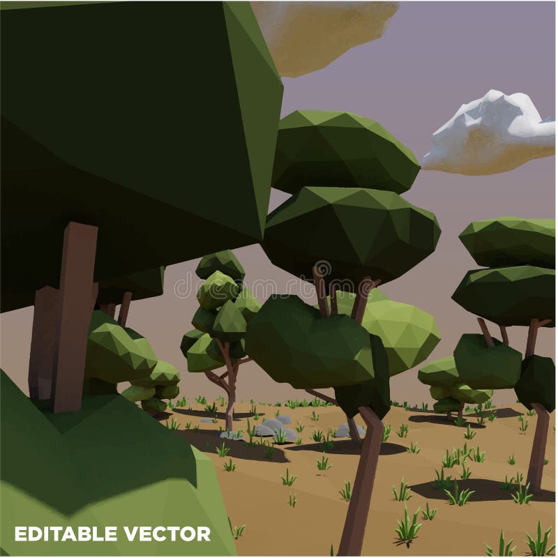 3d Polygonal Tree. Low Poly Vector Illustration Stock Vector ...