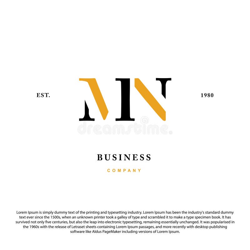 Creative Monogram Initials Letter M N, MN Premium Luxury Logo Stock ...