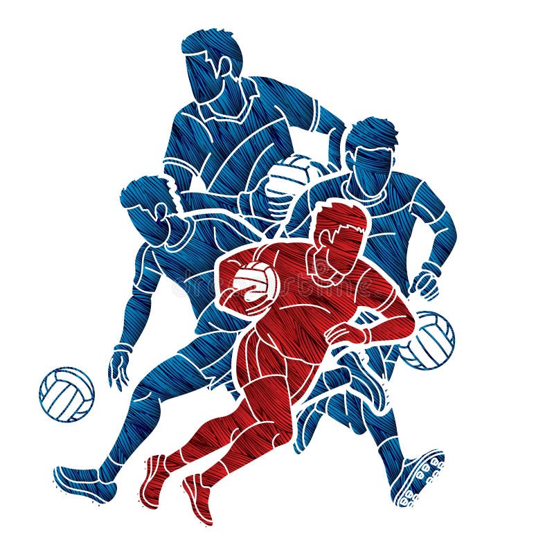 Gaelic Football Sport Male Players Action Cartoon Graphic Vector Stock ...