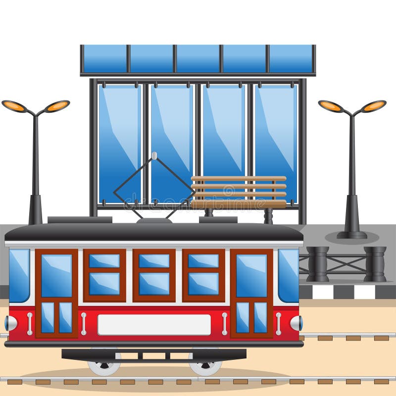 Tram station. stock vector. Illustration of railway - 226582597