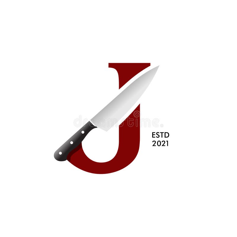 Modern Initial J Kitchen Knife Stock Vector - Illustration of catering ...