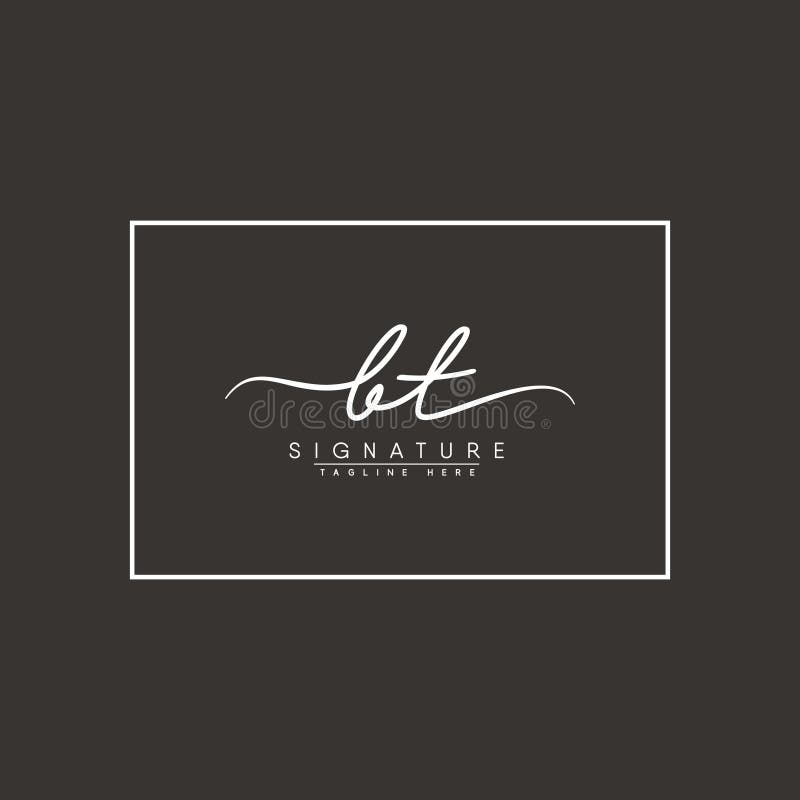 Initial Letter BT Logo - Handwritten Signature Logo for Alphabet B and ...
