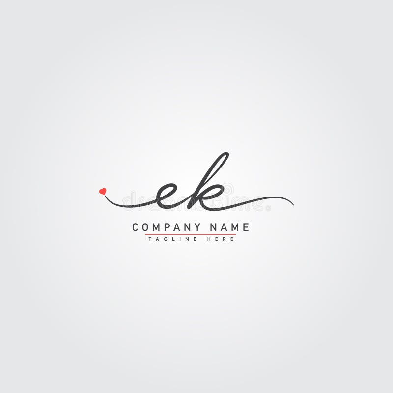 Initial Letter EK Logo - Handwritten Signature Logo for Alphabet E and ...