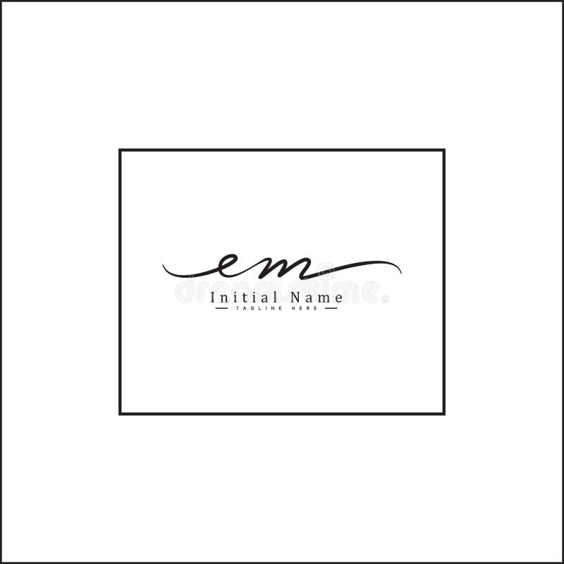 Initial Letter EM Logo - Handwritten Signature Logo for Alphabet E and ...