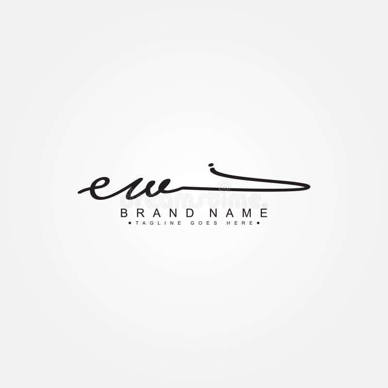 Initial Letter EW Logo - Handwritten Signature Logo for Alphabet E and ...
