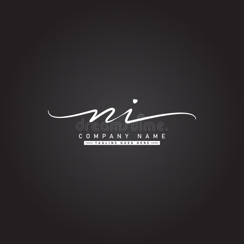 Initial Letter NI Logo - Handwritten Signature Logo for Alphabet N and ...