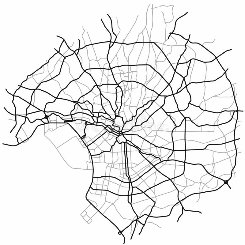 City Map - Town Streets on the Plan. Monochrome Line Map of the Scheme ...