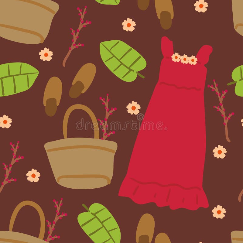 Seamless Pattern with Cute Cartoon Girl Clothing and Outfit for Fabric ...