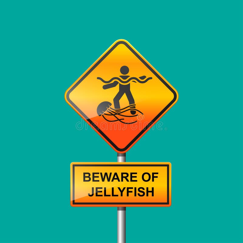 Beware of Jellyfish Sign Isolated on Background Stock Vector ...