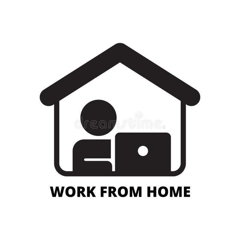 Work from Home Icon with Black Color Isolated on White Background Stock ...