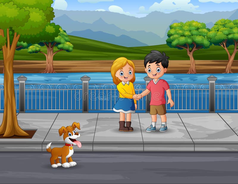 Teenagers Getting To Know Each Other on the Street Stock Illustration ...