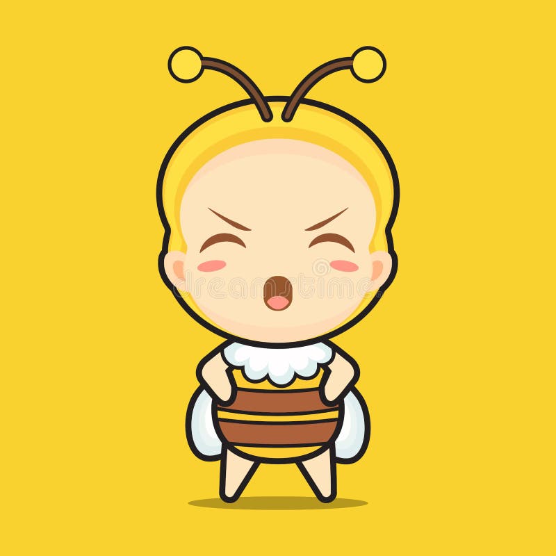 Bee Mascot - Kawaii and Cute Chibi in Bee Costume Stock Vector ...