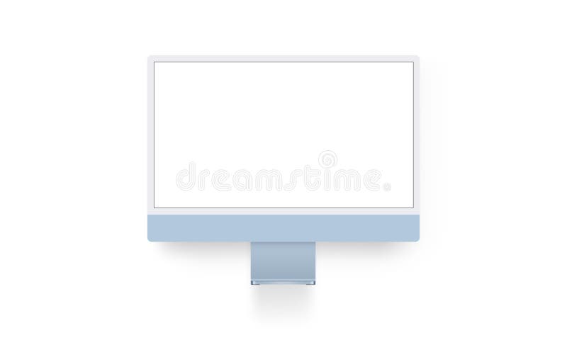 Modern Blue Computer Monitor Mockup with Blank Screen Stock Vector ...