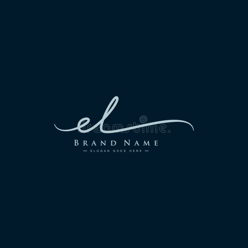 Initial Letter EL Logo - Handwritten Signature Logo for Alphabet E and ...