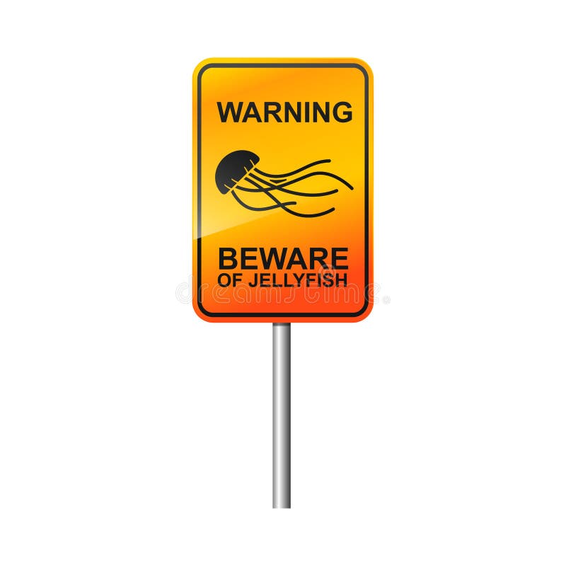 Beware of Jellyfish Sign Isolated on Background Stock Vector ...