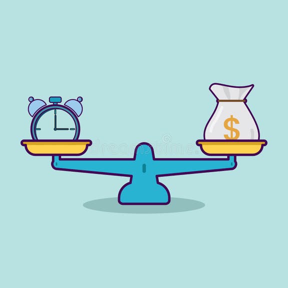 Time is Money on Scales Icon. Money and Time Balance on Scale Stock ...