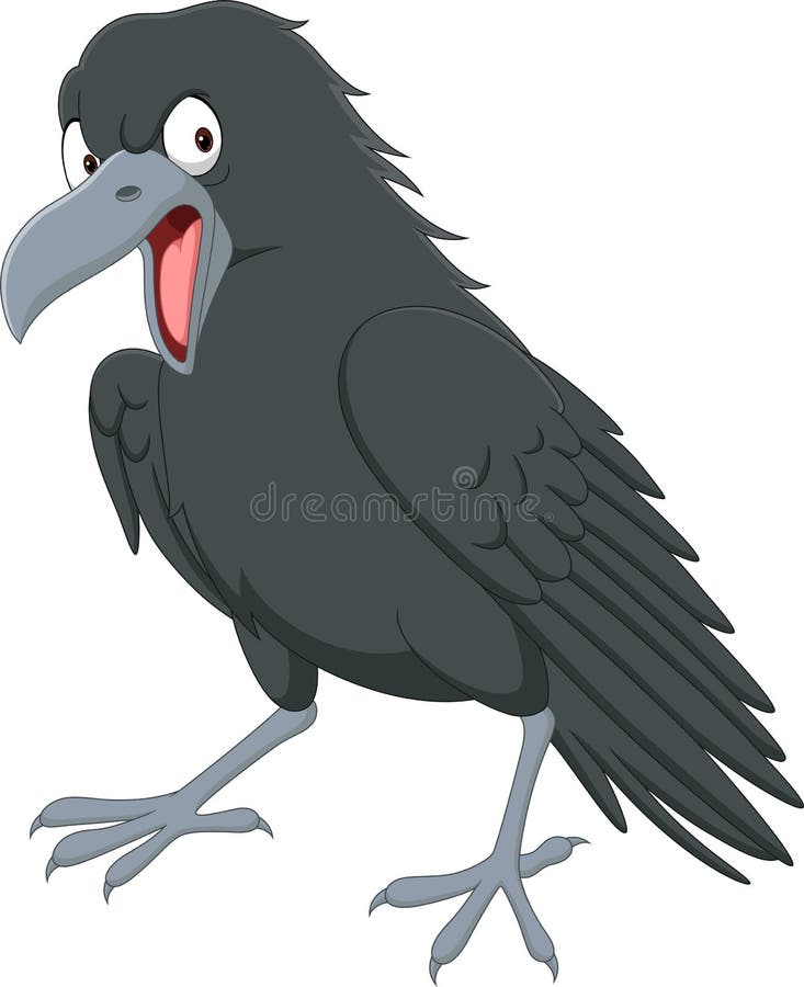Angry crow carrying bone stock vector. Illustration of drawing - 198890599