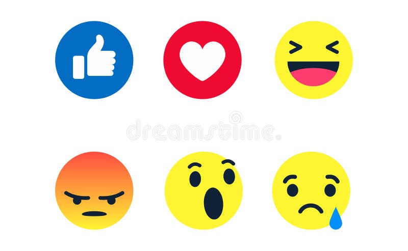 Facebook Like Love Haha Angry Wow Sad Reaction Vector Editorial ...