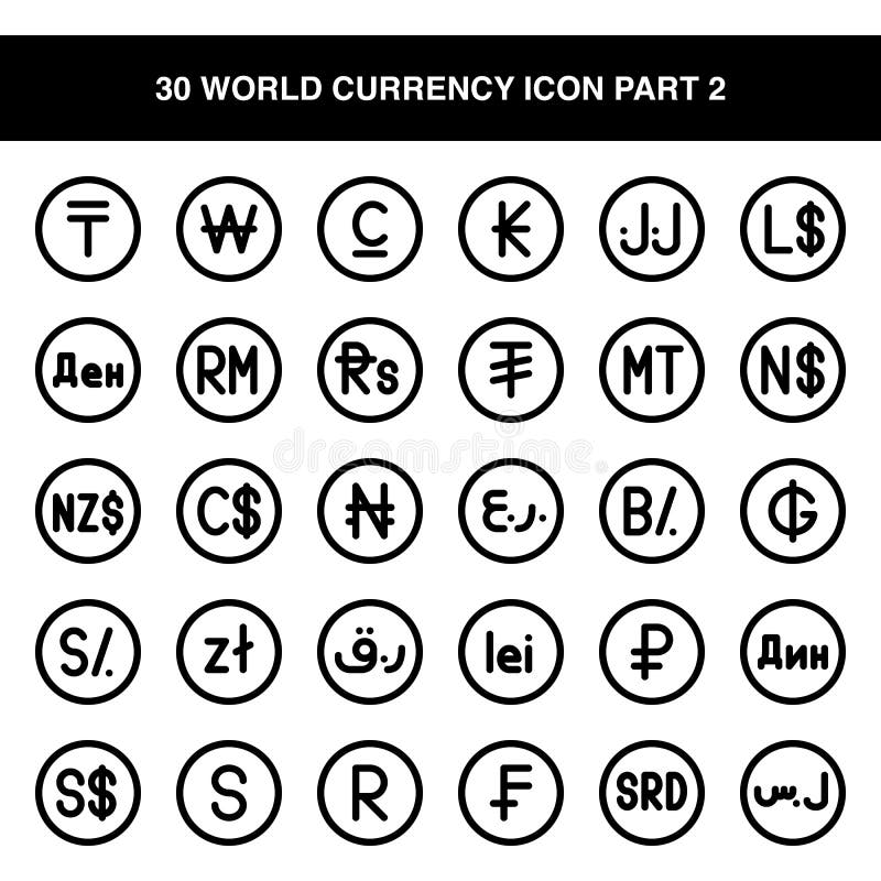 World Currency Icon Set Part 2 Line Style Icon Stock Vector ...